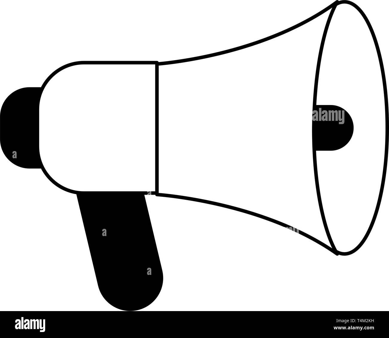 Bullhorn advertising symbol isolated in black and white Stock Vector ...