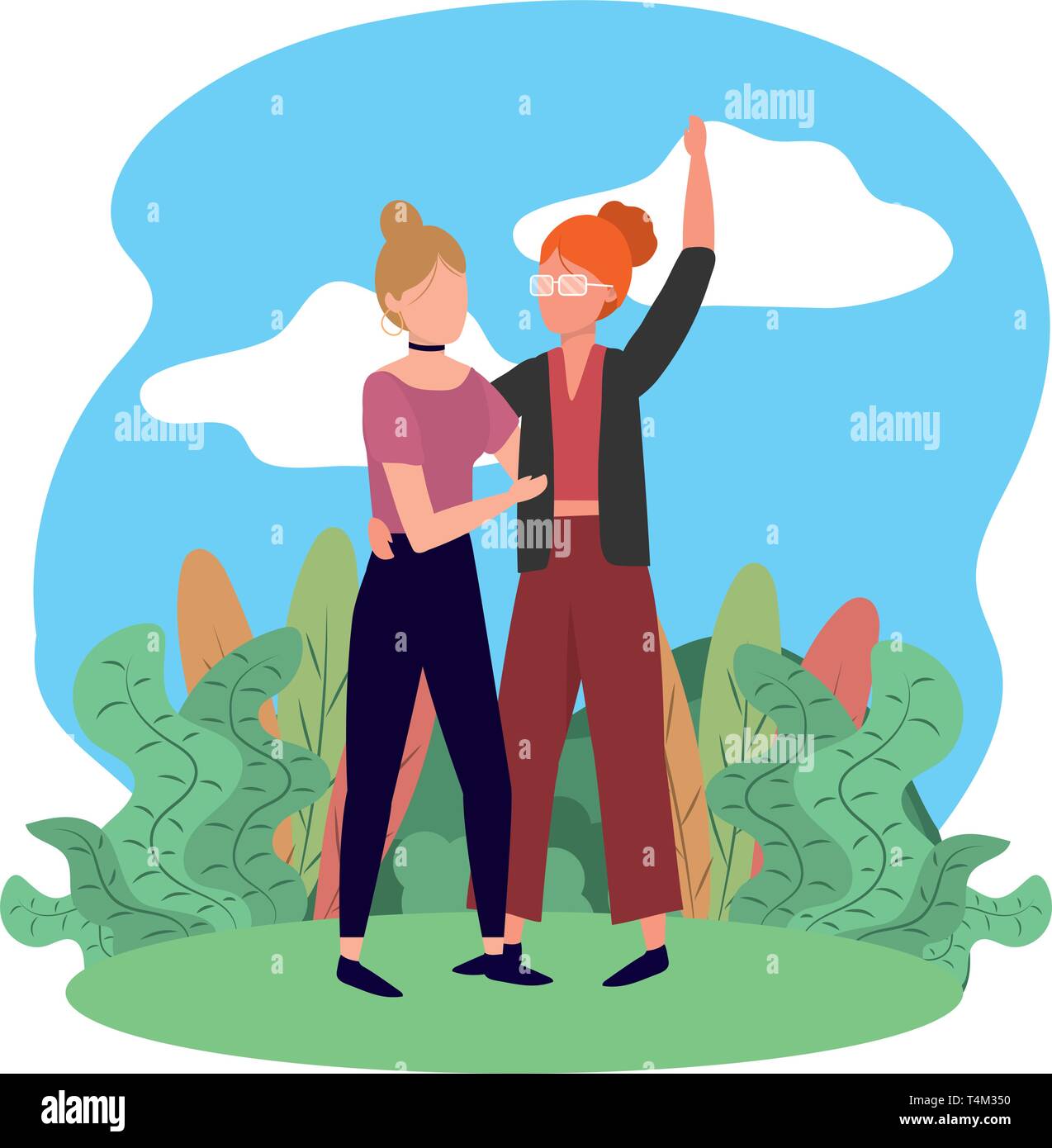 human women body raised hands hugging cartoon vector illustration ...