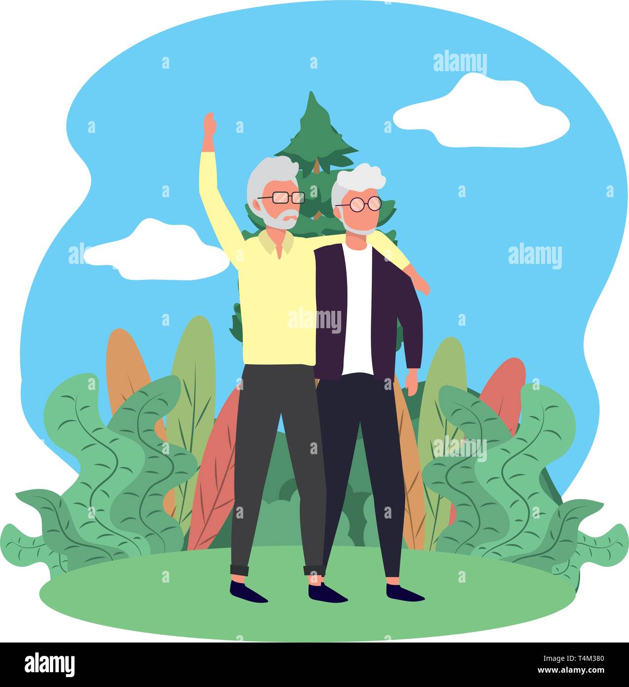 human men friends hugging cartoon vector illustration graphic design ...