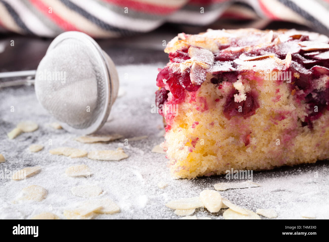 Almond and raspberry cake, Bakewell tart. Traditional British pastry ...