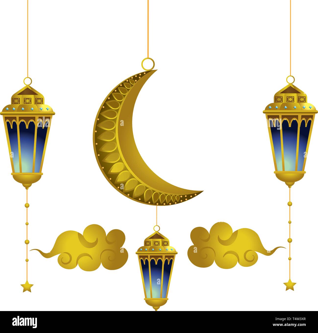 hanging lamp moon and clouds icon cartoon vector illustration graphic ...