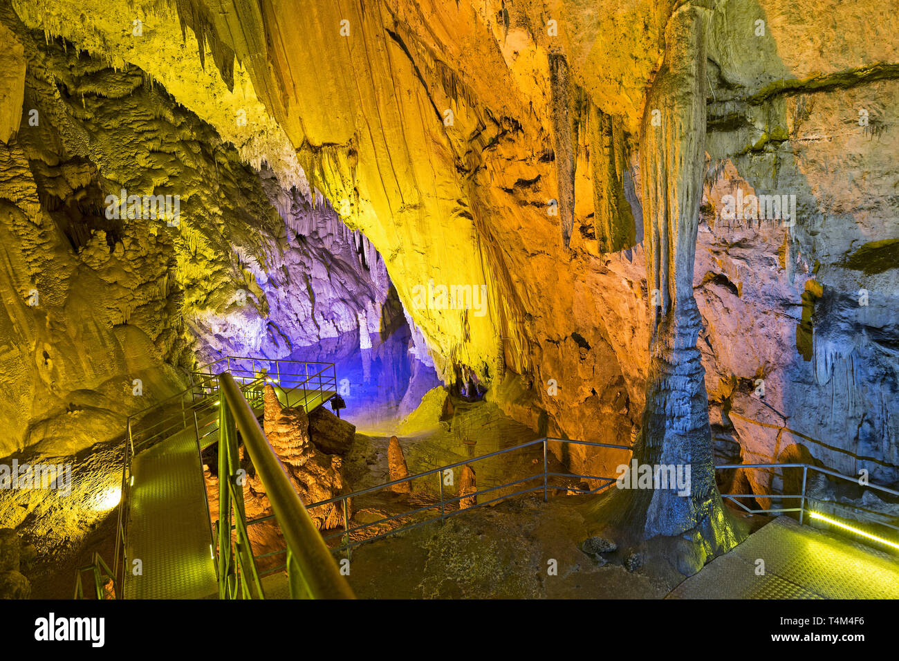little lake inside Dim Magarasi flowstone cave, Kestel, Alanya, Antalya ...
