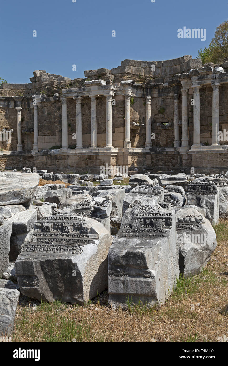 Monumental Fountain (Nymphaeum), Side, Province Antalya, Turkey Stock ...