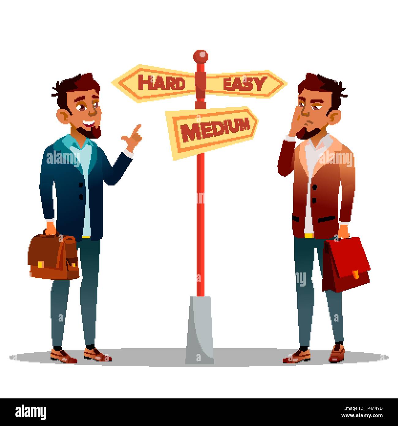 Man Deciding, Choosing Path Vector Cartoon Character Stock Vector Image ...