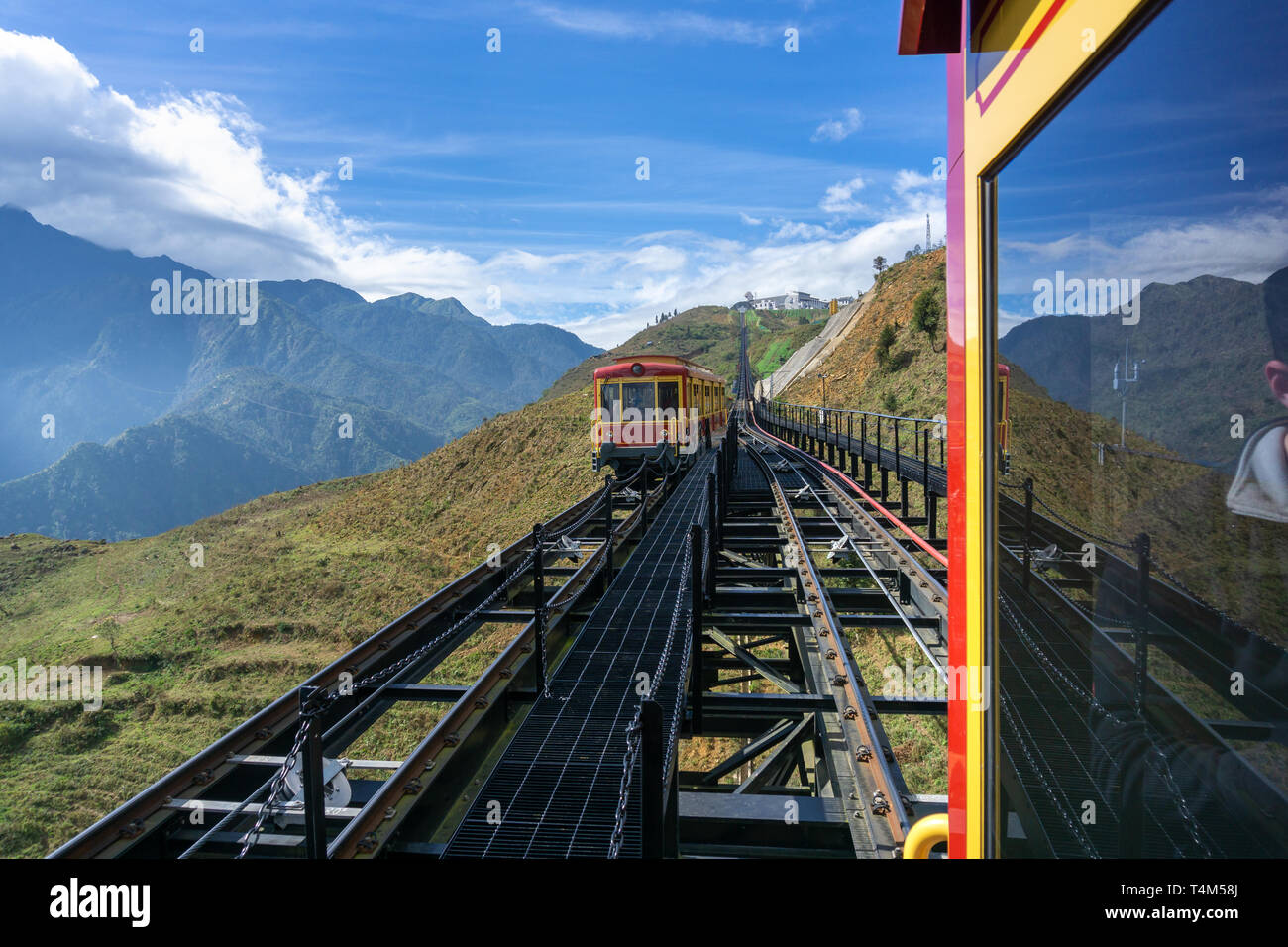 Tourist mountain tram, the transporation to Fansipan cable car station ...