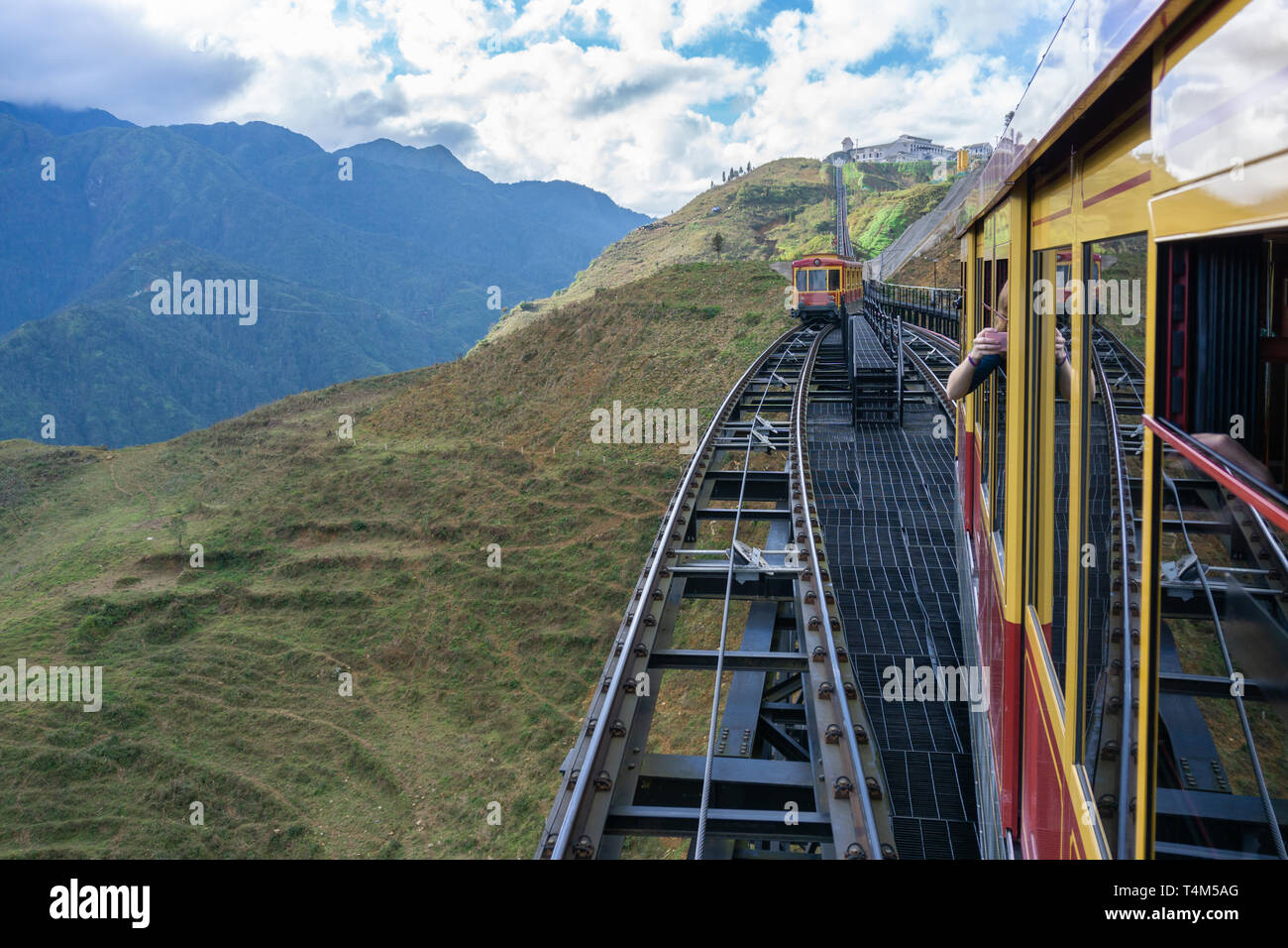 Tourist mountain tram, the transporation to Fansipan cable car station ...