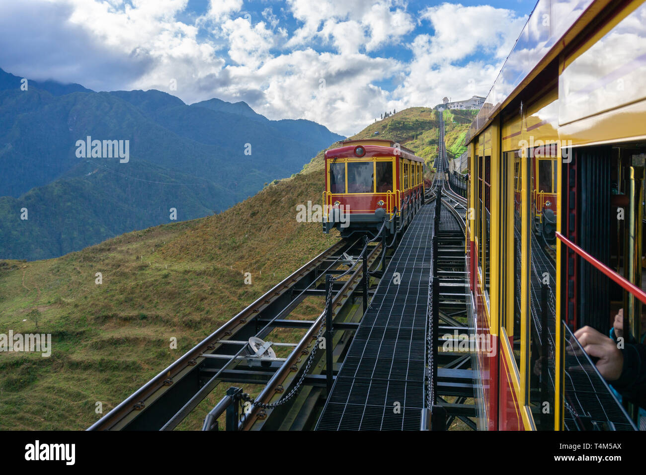 Tourist mountain tram, the transporation to Fansipan cable car station ...