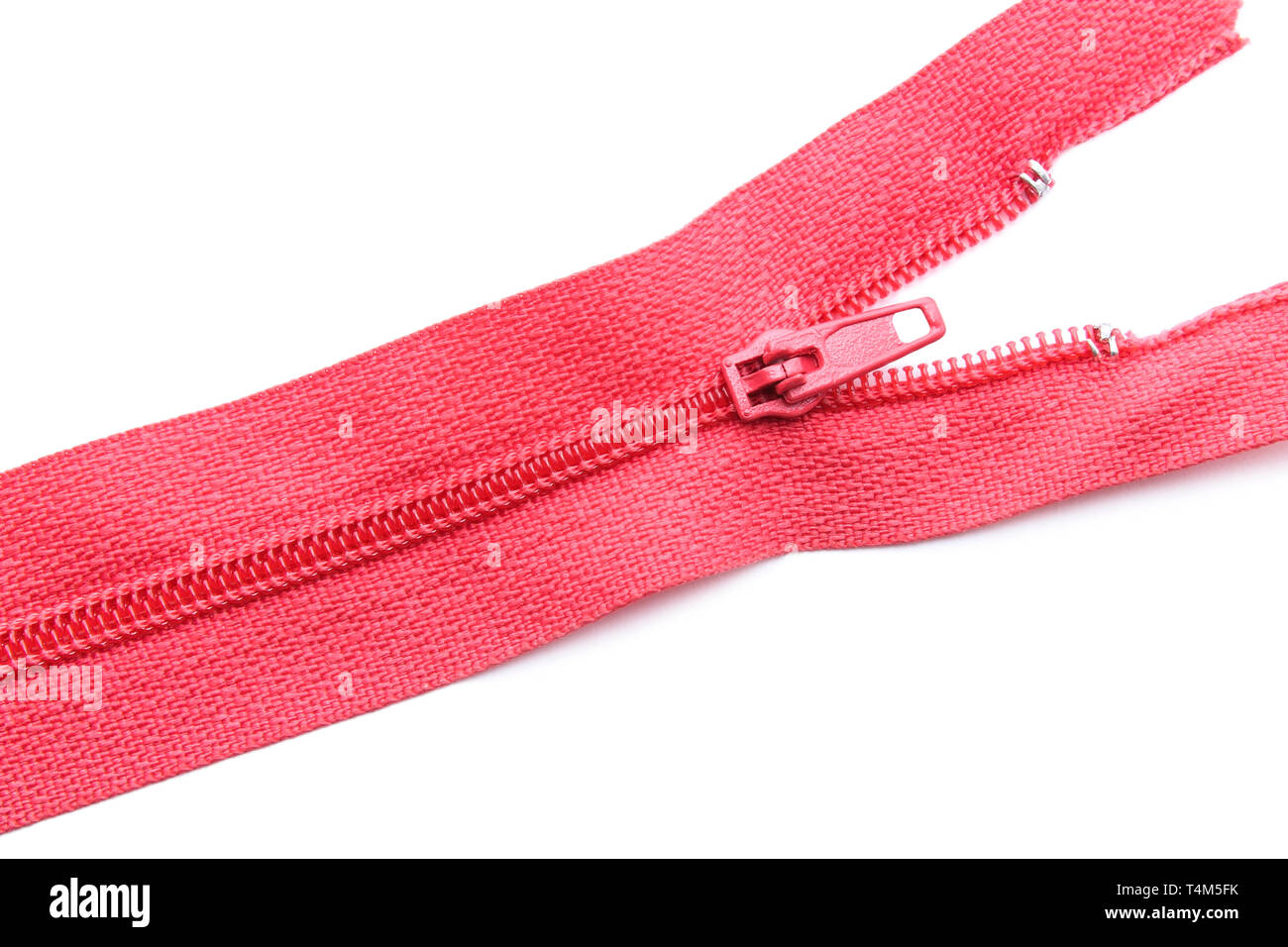 Red zipper closeup isolated on white background Stock Photo - Alamy