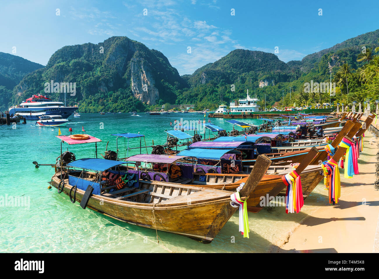 Harbor on Ton Sai Bay, Phi Phi Islands, Andaman Sea, Thailand Stock ...