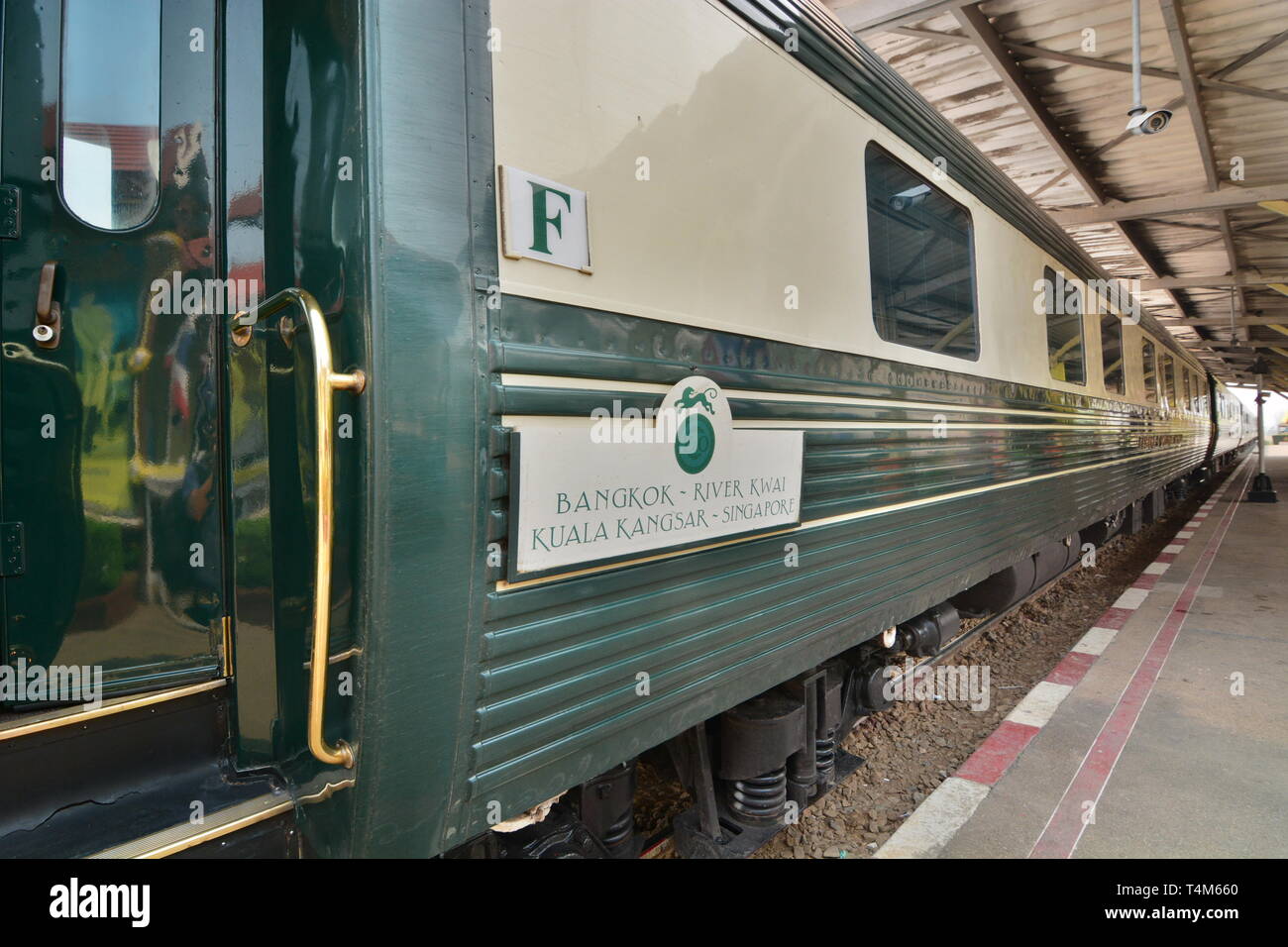 Long distance train. Kanchanaburi railway station. Thailand Stock Photo ...