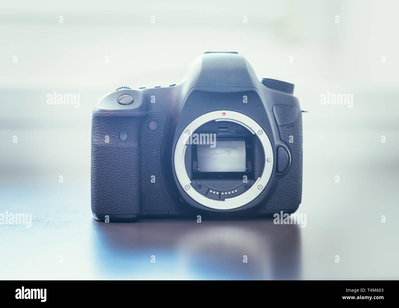 Professional reflex camera on a table, camera sensor Stock Photo - Alamy