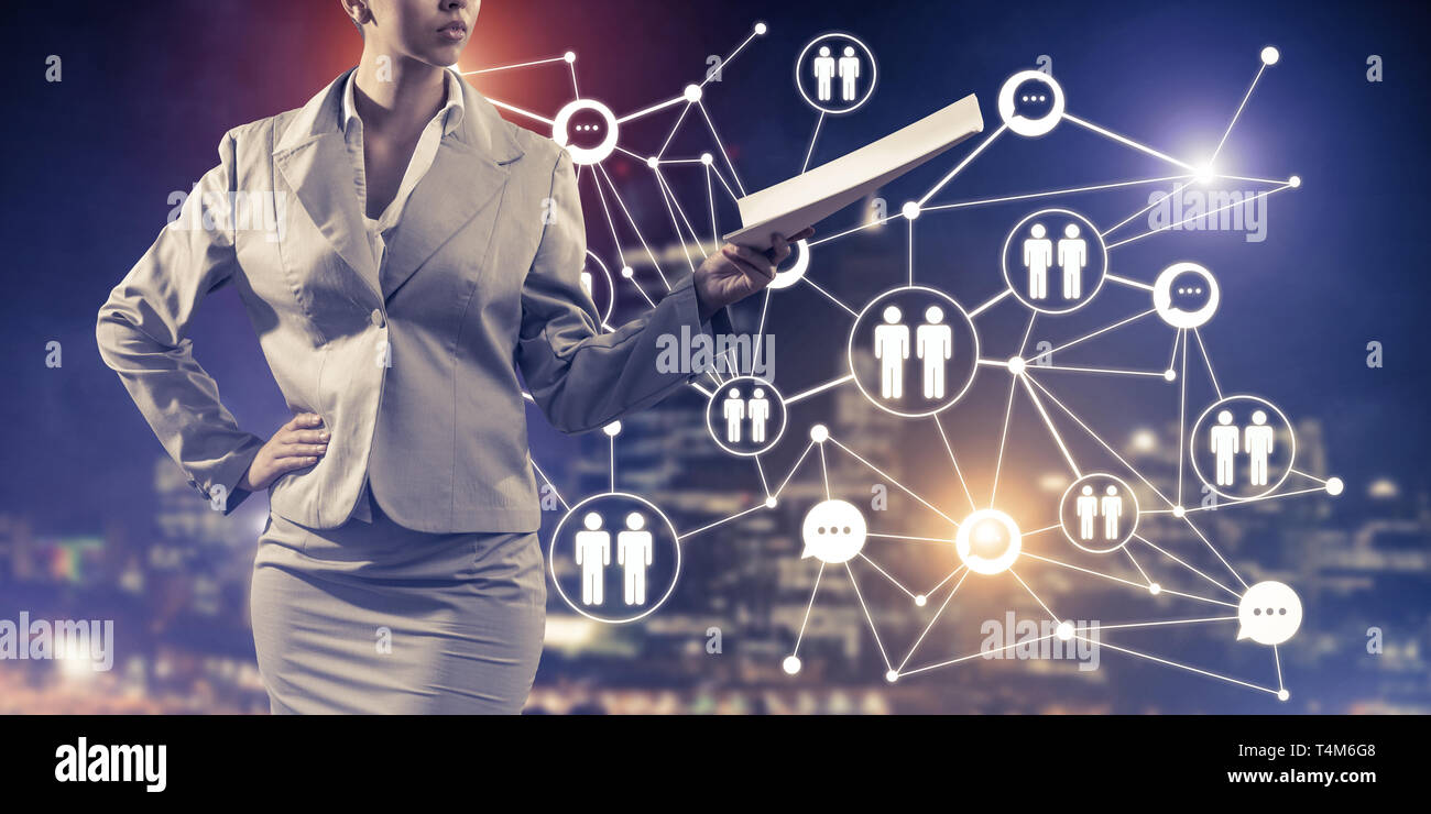 Concept of modern business networking that connect and cooperate people ...