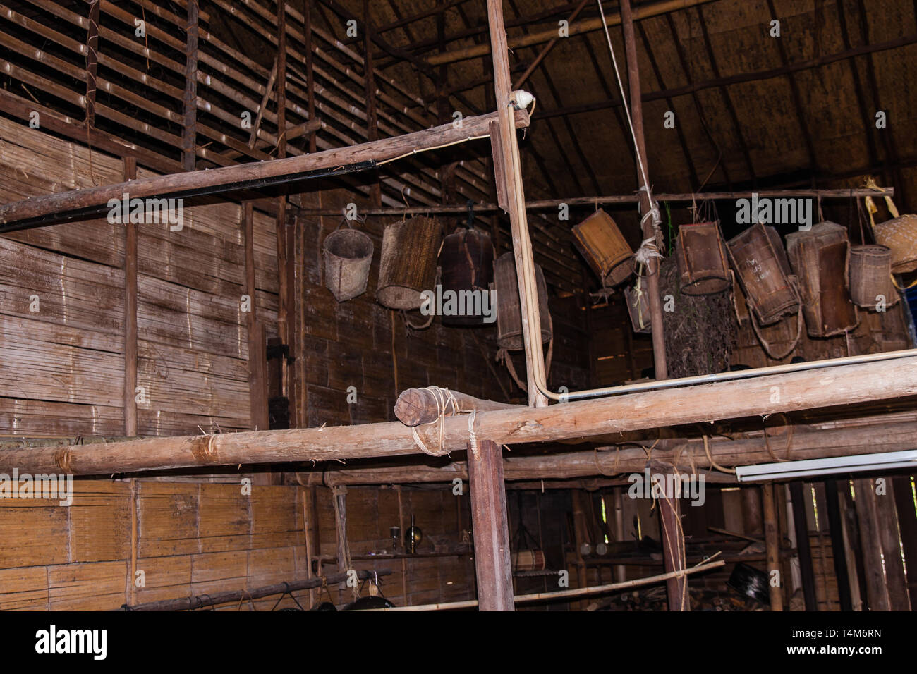 The interior of the ethnic Iban longhouse, Sarawak, Borneo Stock Photo ...