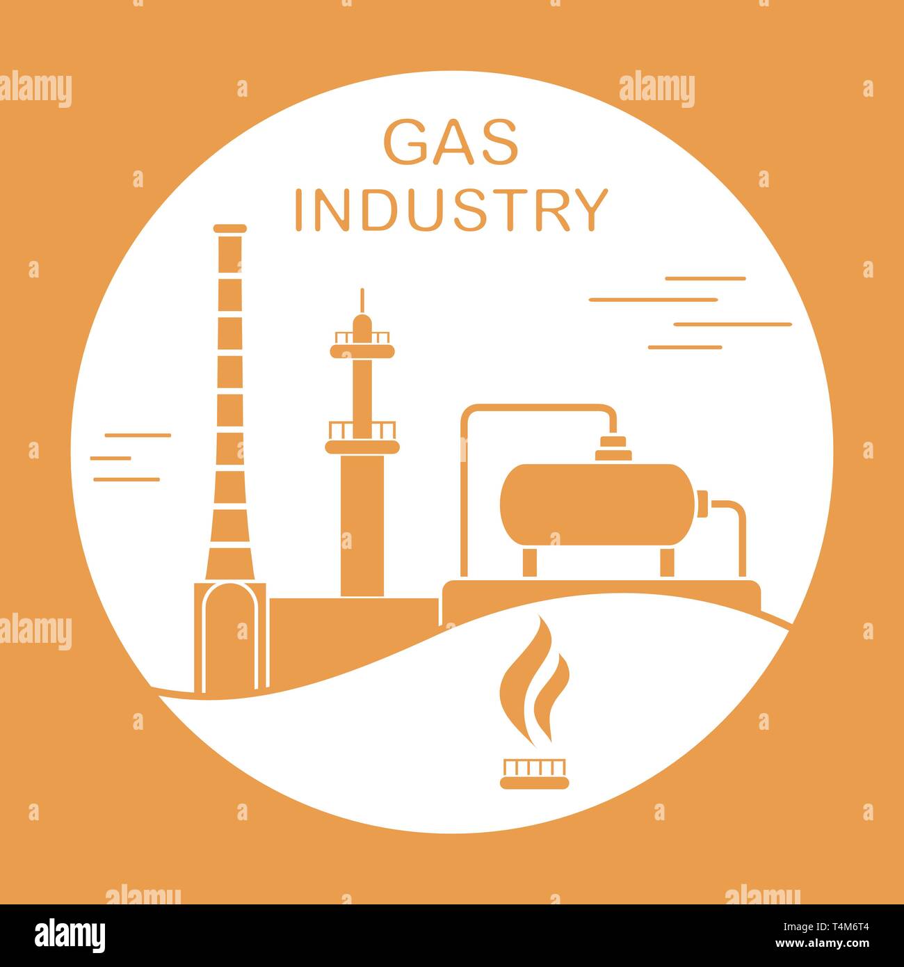Vector illustration with equipment for gas production. Gas industry ...