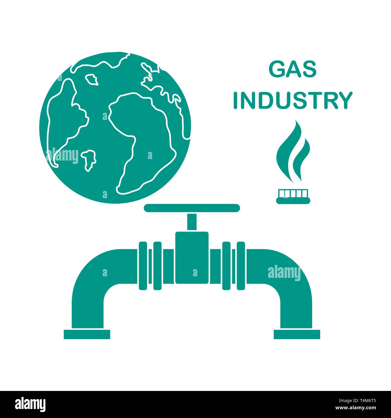 Vector illustration with equipment for gas production and earth. Gas ...