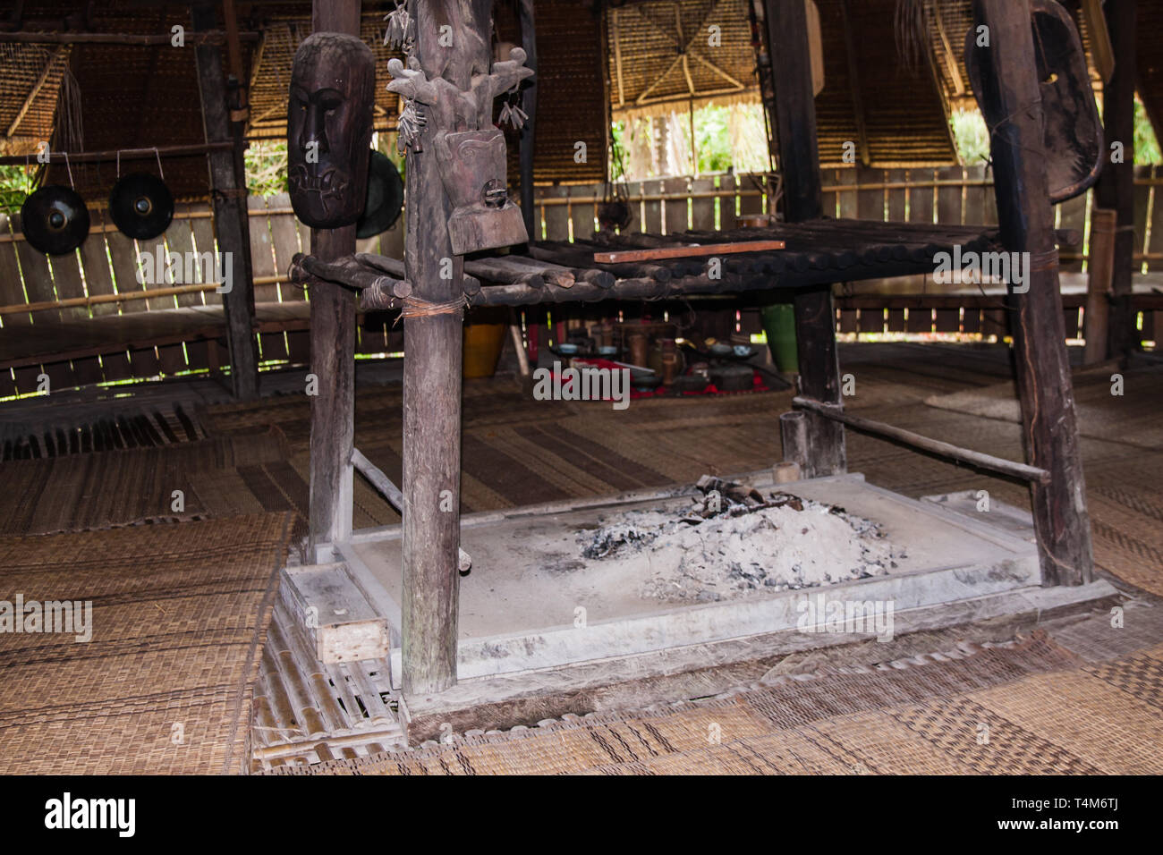 The interior of the ethnic Iban longhouse, Sarawak, Borneo Stock Photo ...