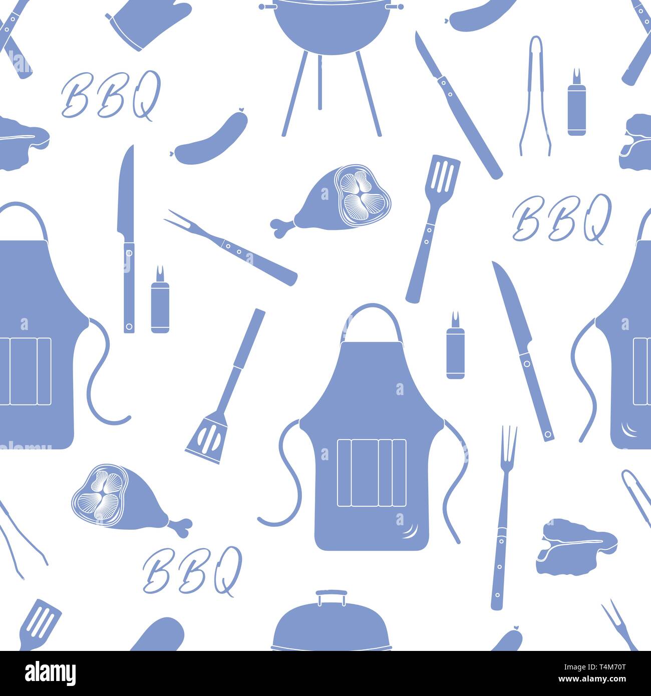 Seamless pattern with grill and barbecue tools. BBQ party background ...