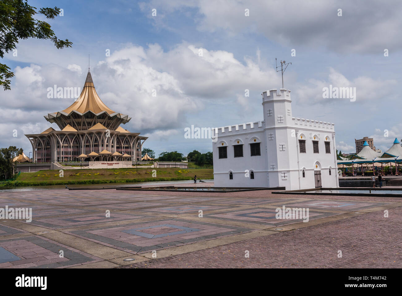 The Square Tower and State Legislative Building in Kuching. Once a ...