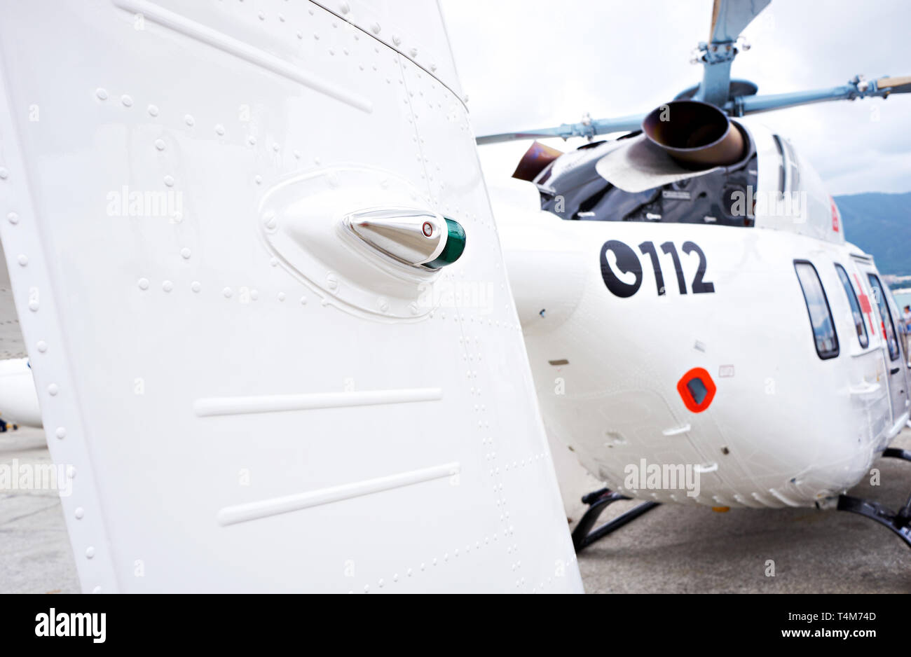 Helicopter for medical ambulance with red cross Stock Photo - Alamy