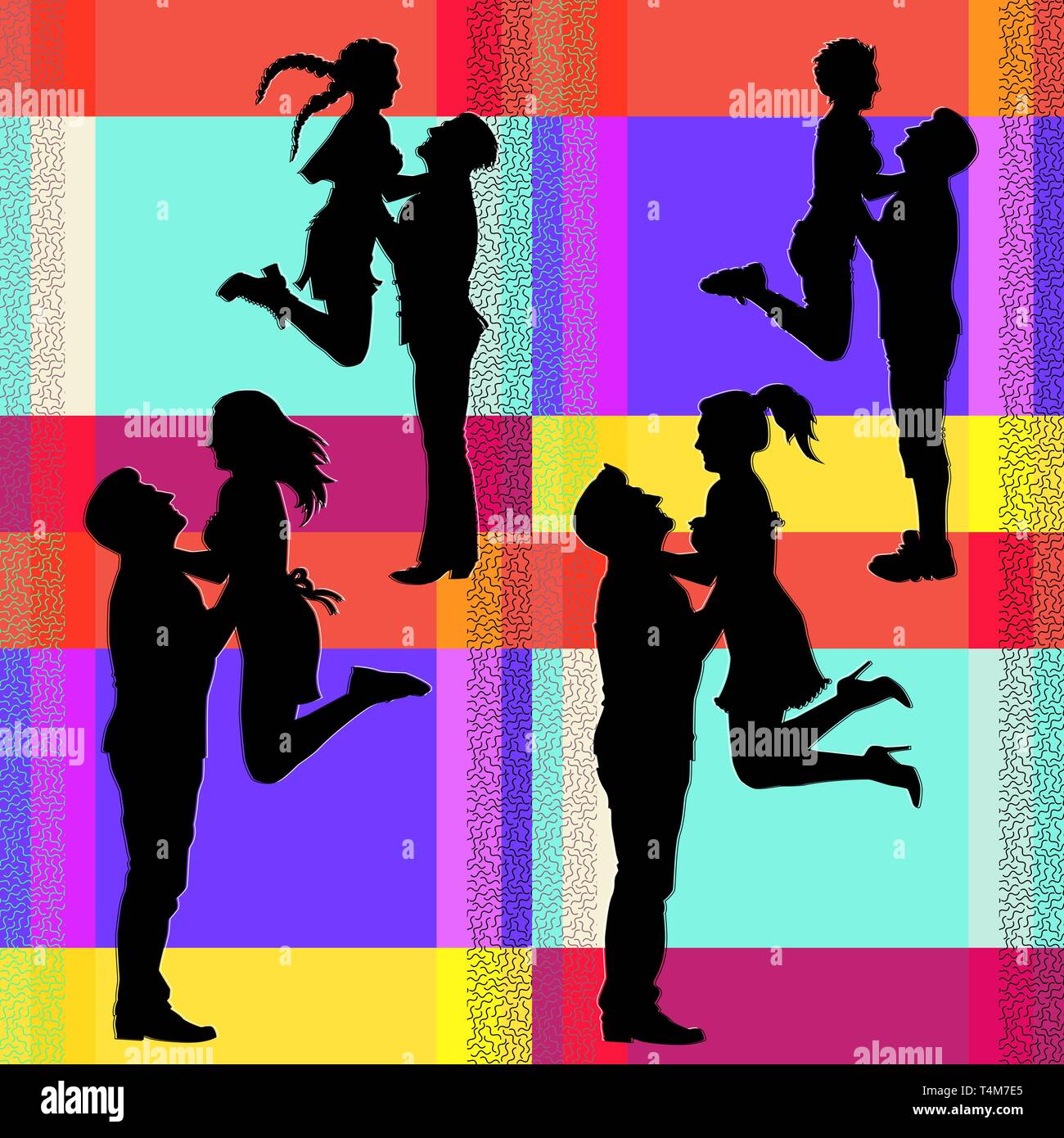 Young joyful family couple Stock Vector Images - Alamy