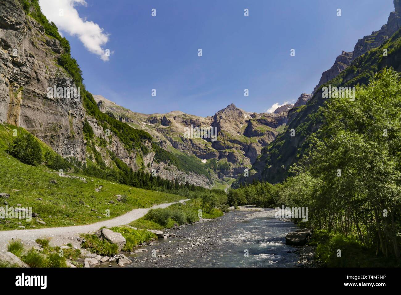Hike route through mountain ranges across river (bridge) in Chamonix ...