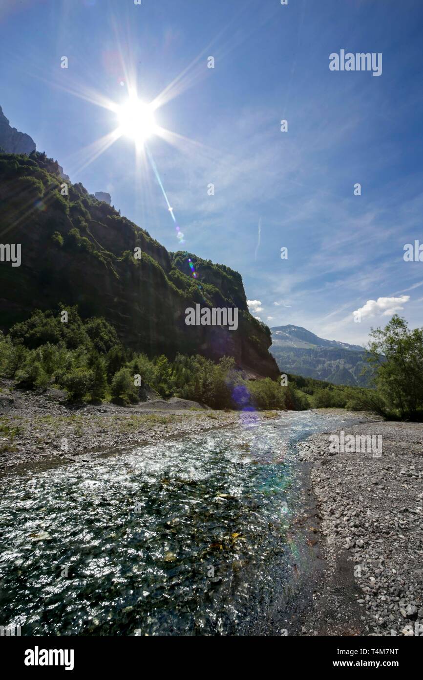 Hike route through mountain ranges across river (bridge) in Chamonix ...