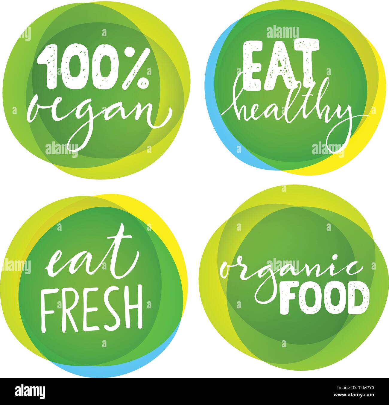 Set of vegetarian labels with hand drawn lettering Stock Vector Image ...