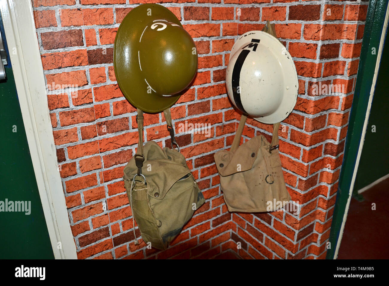 WWII helmets and bags at Parham Airfield Museum, Framlingham, Suffolk ...