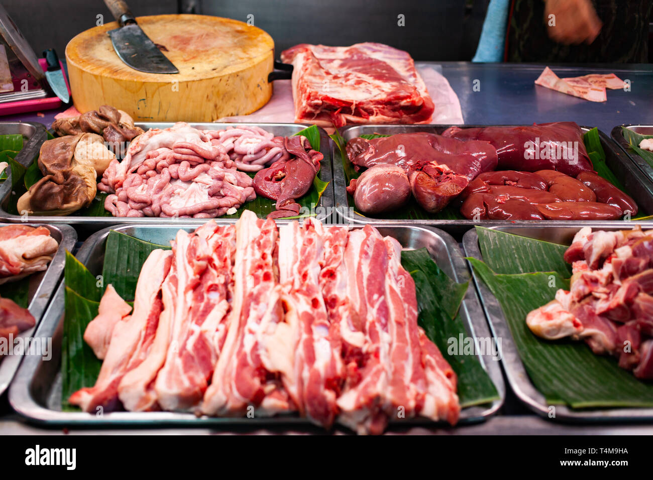 fresh meat on the market - pork ribs Stock Photo - Alamy