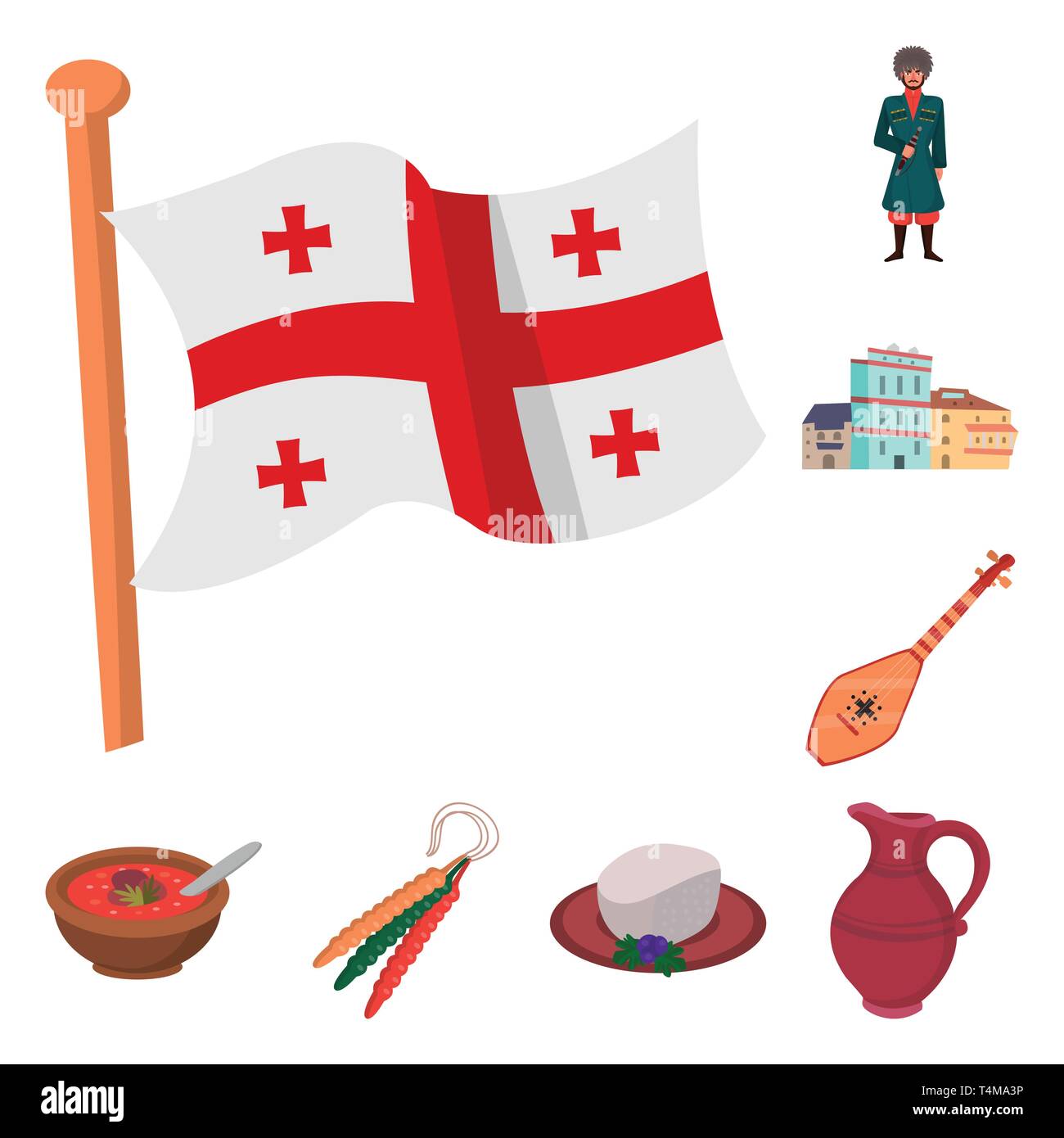 Vector illustration of Caucasus and traditions icon. Collection of ...