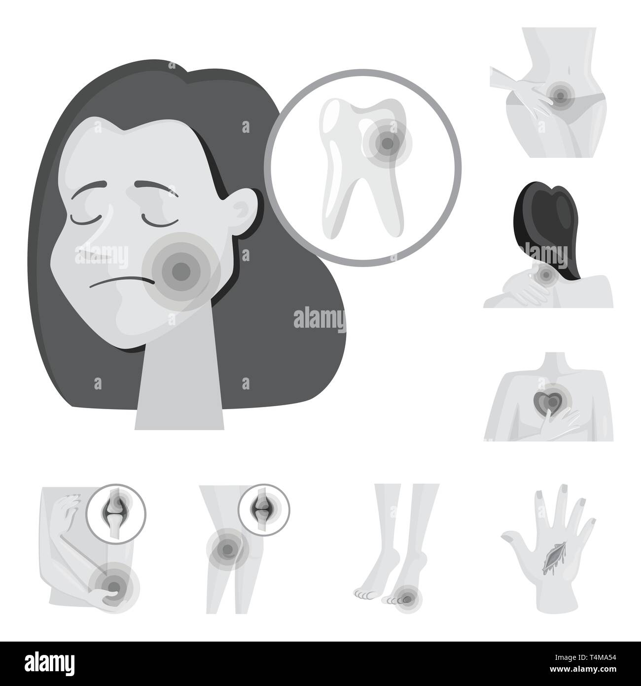 Isolated object of suffering and injury symbol. Collection of suffering ...