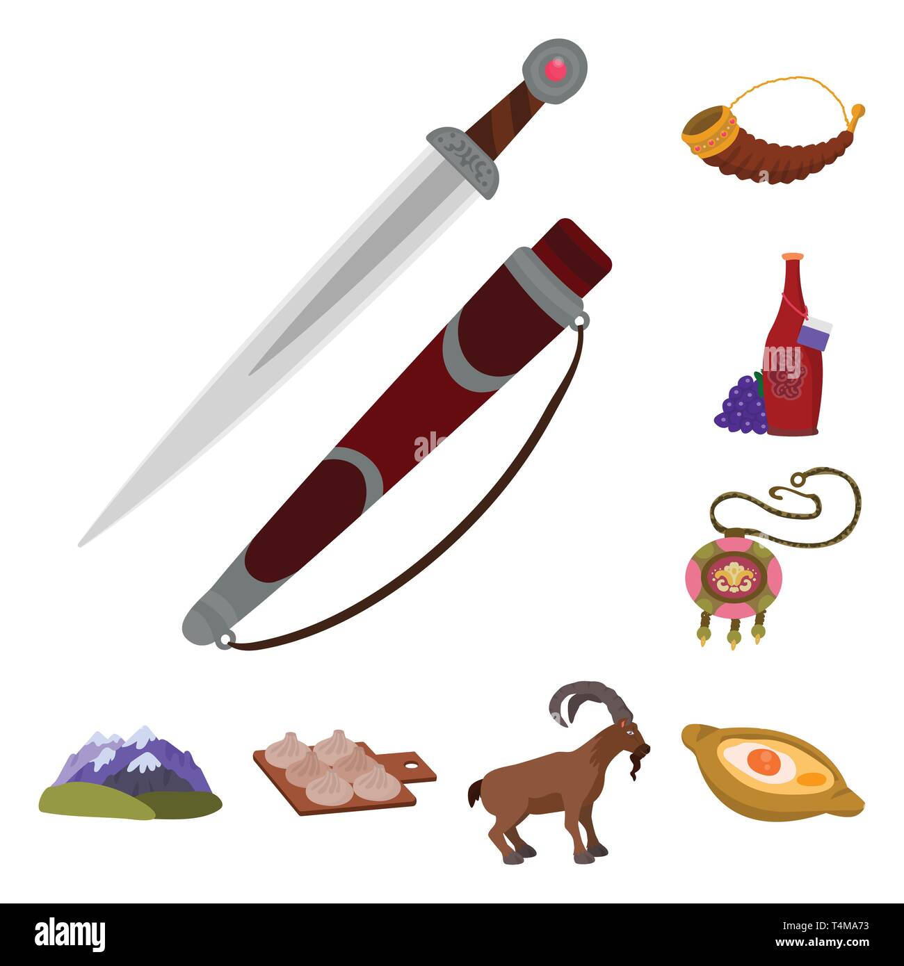 Isolated object of Caucasus and traditions icon. Collection of Caucasus ...