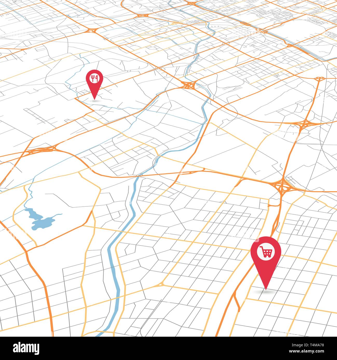 Vector abstract city map in perspective view Stock Vector Image & Art ...