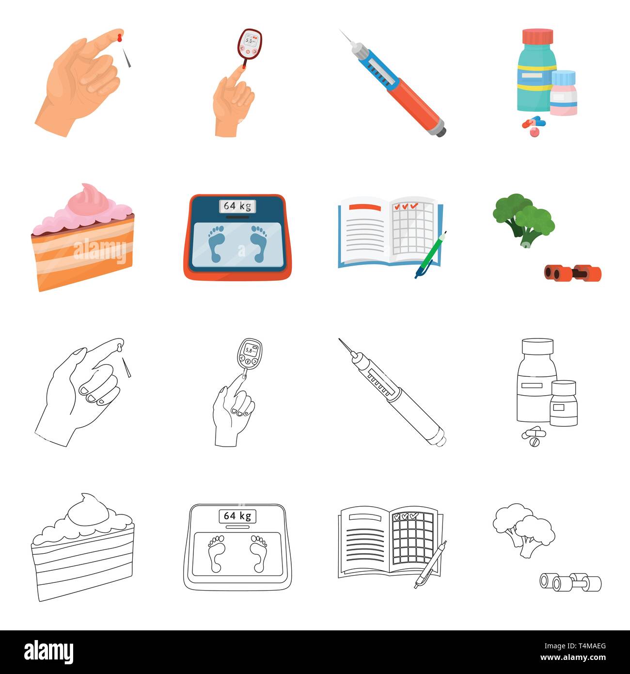 analysis,glucometer,insulin,bottle,piece,Libra,notepad,broccoli,blood ...