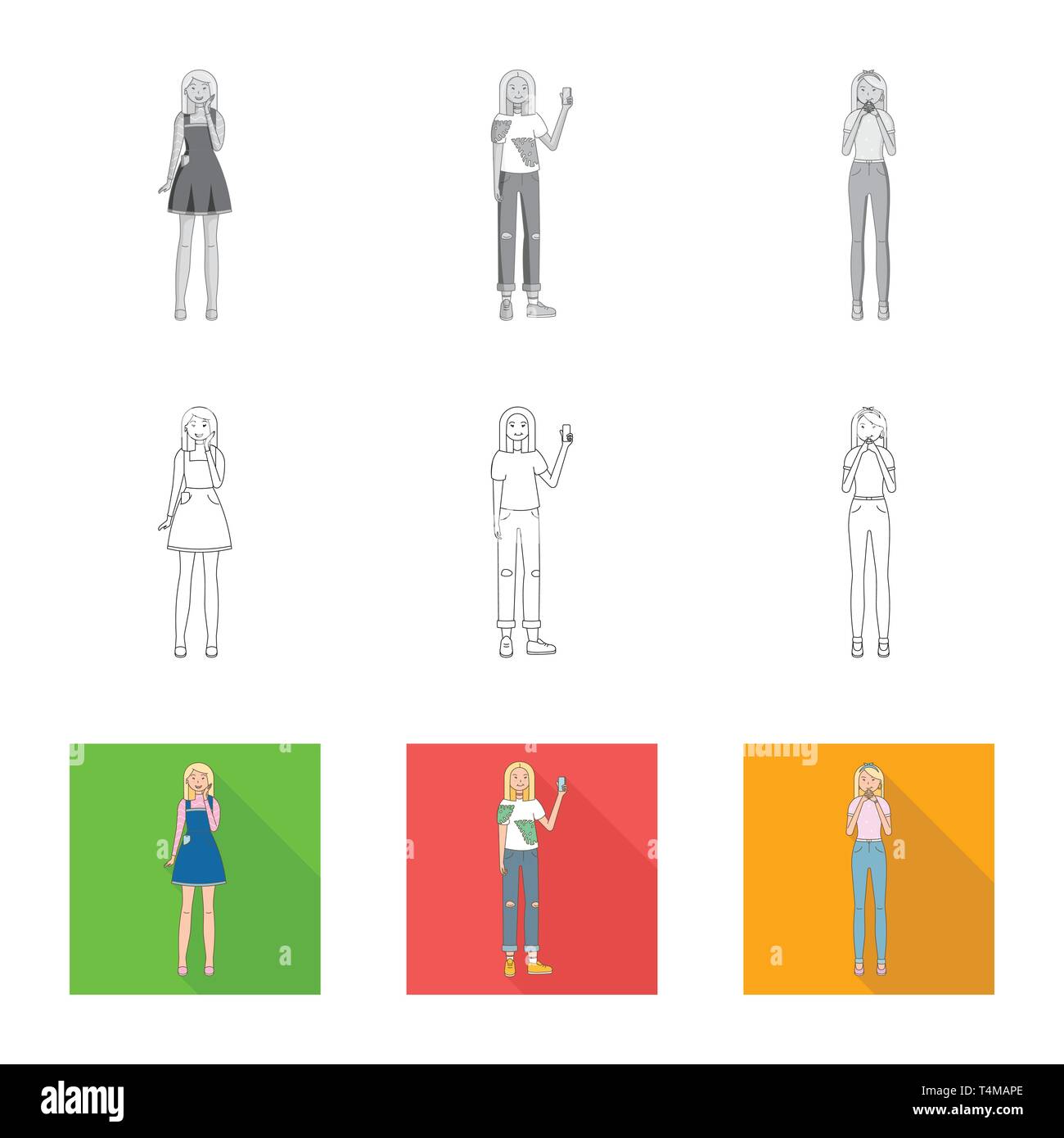 Vector illustration of posture and mood sign. Collection of posture and ...