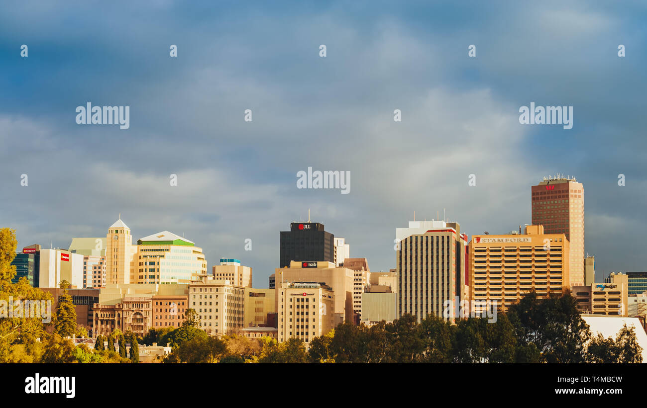 Adelaide, South Australia - September 24, 2017: Adelaide city skyline ...