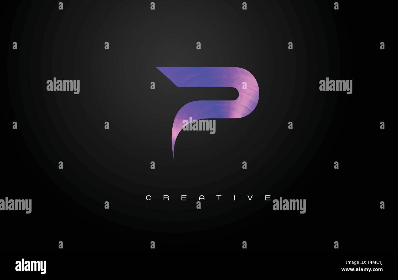 Purple Letter P Logo. P Letter Design Vector with Golden Colors and ...