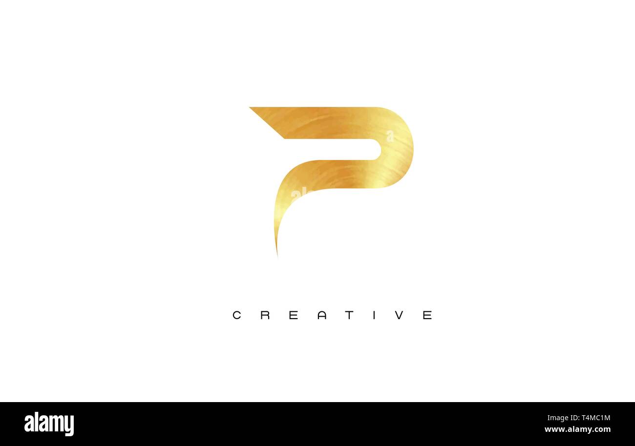 Gold Letter P Logo. P Letter Design Vector with Golden Colors and ...