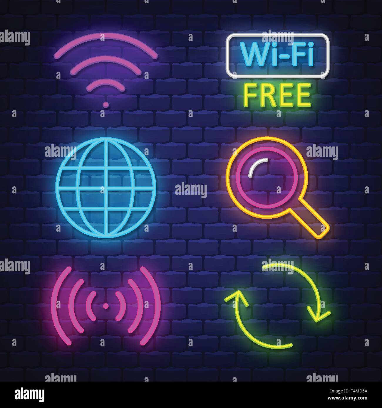 Computer neon signs collection. Computer signs. Neon signs. Vector ...