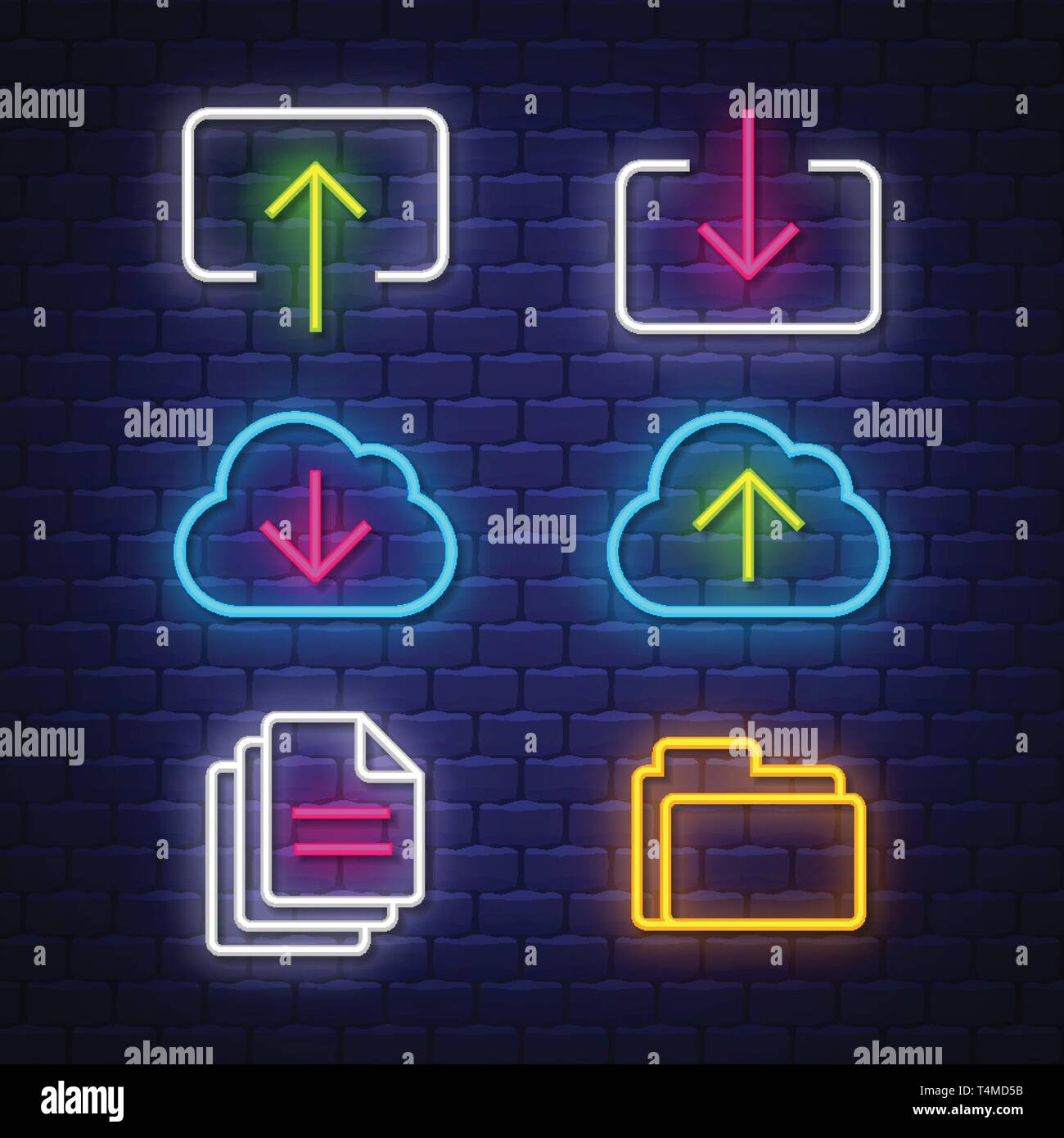 Internet and computer neon signs collection. Internet and computer ...