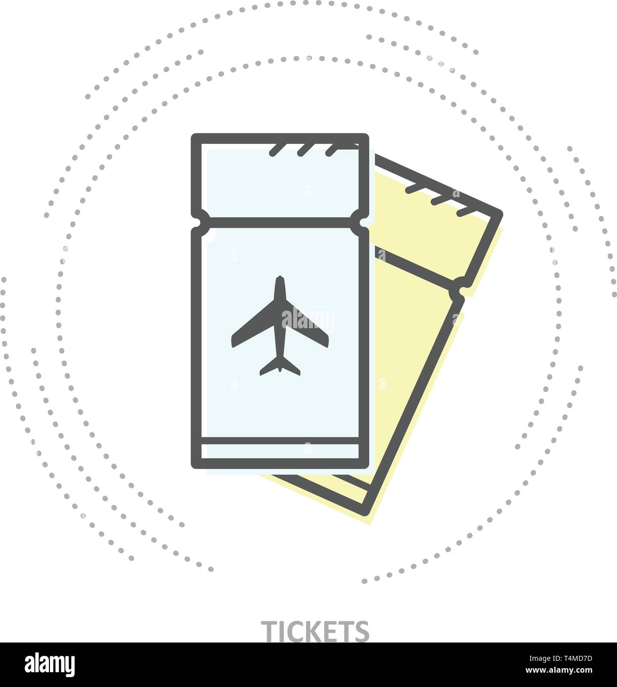 Simple airplane tickets icon - linear style icon of two overlapping ...