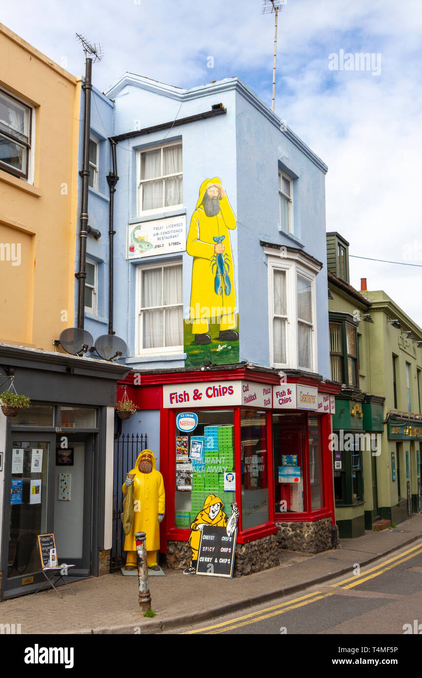 A typical seaside fish and chip shop, the Seafarer in Broadstairs ...