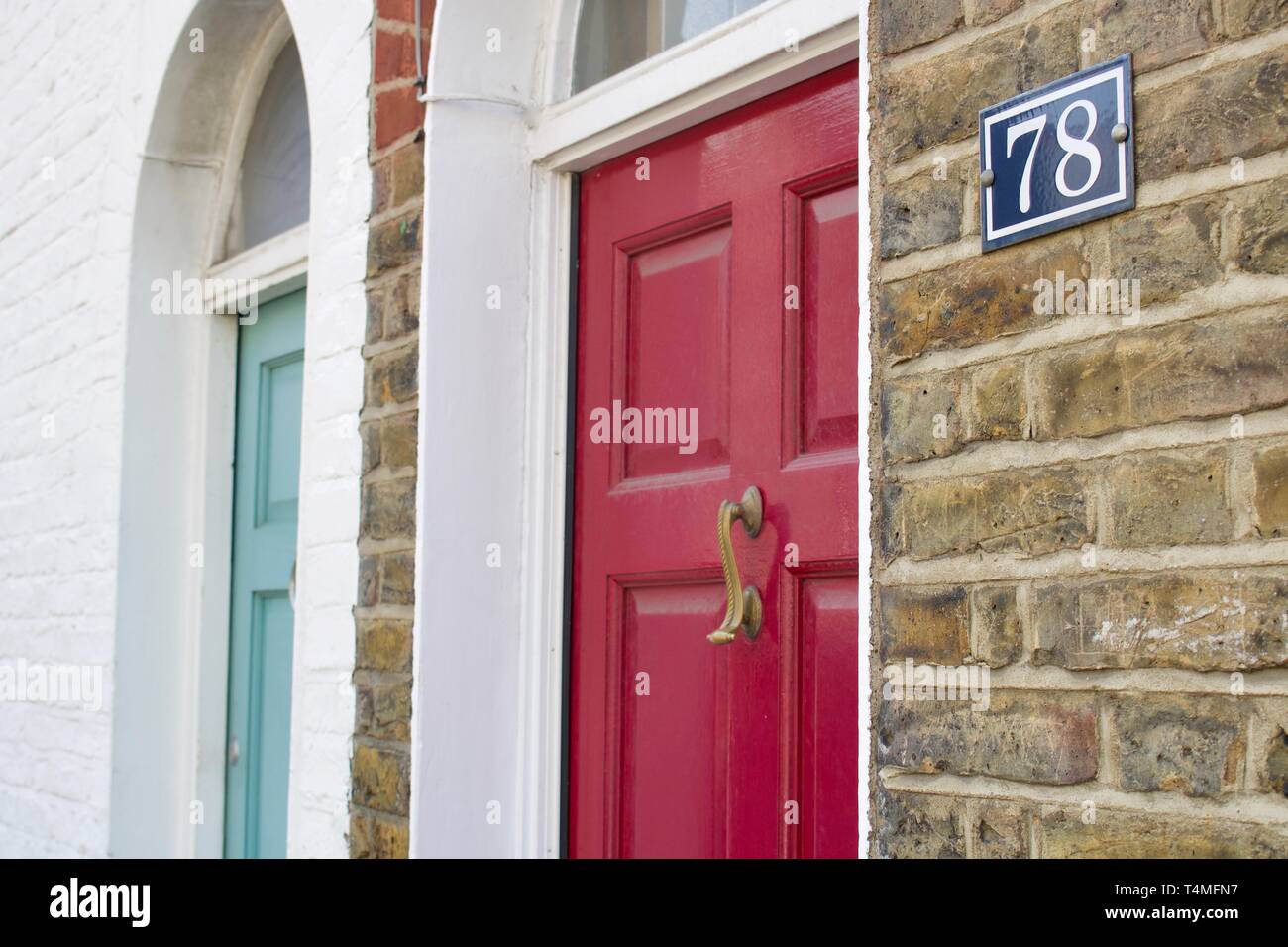 Front doors of terraced houses in gentrified London Stock Photo - Alamy
