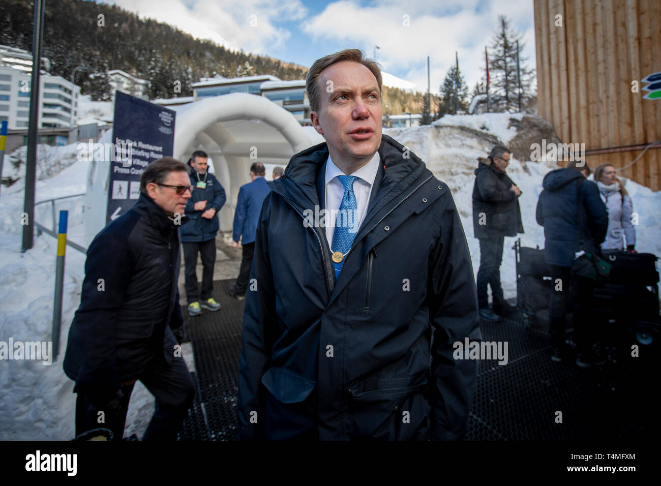 President of the World Economic Forum, Børge Brende, outside the WEF ...