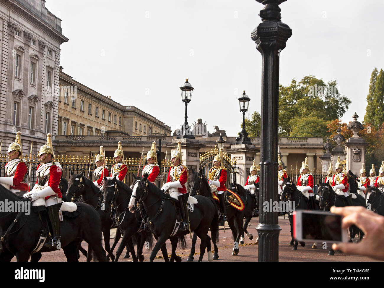 the guards of the Buckingham Palace during the traditional Changing of ...
