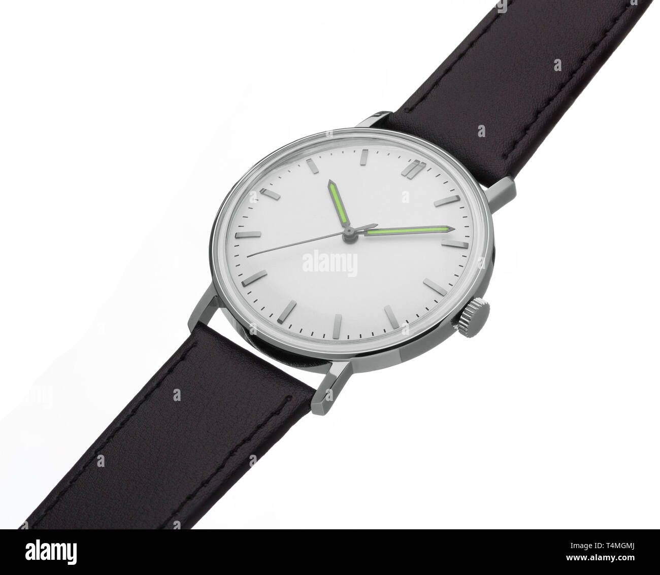 Classic silver watch isolated on white Stock Photo - Alamy