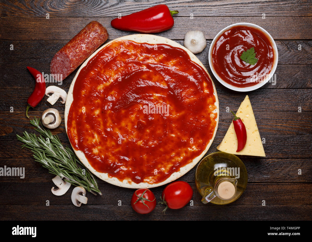 making pizza with ingredients Stock Photo - Alamy