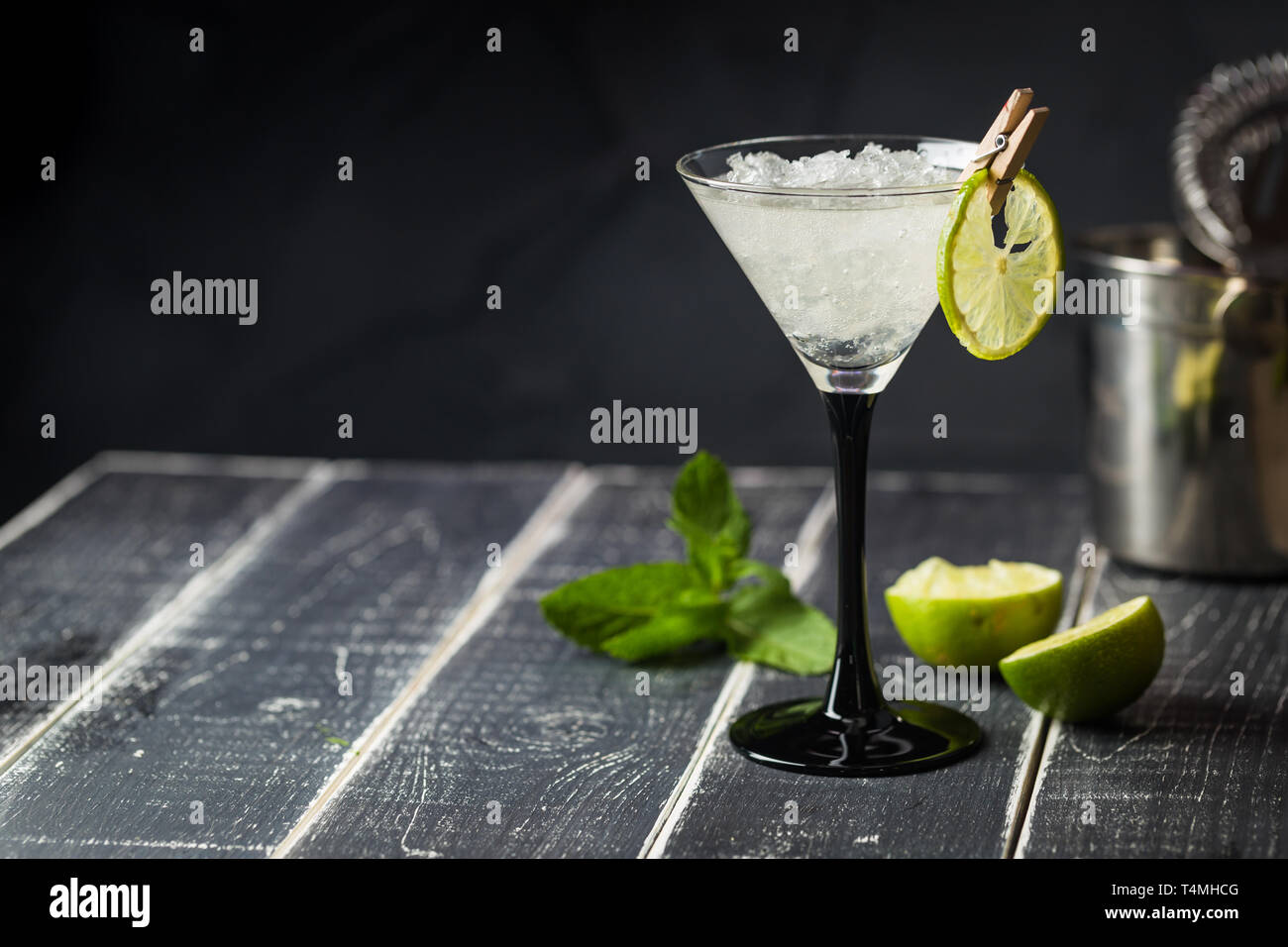 Fresh classic lime margarita cocktail over black background Stock Photo ...