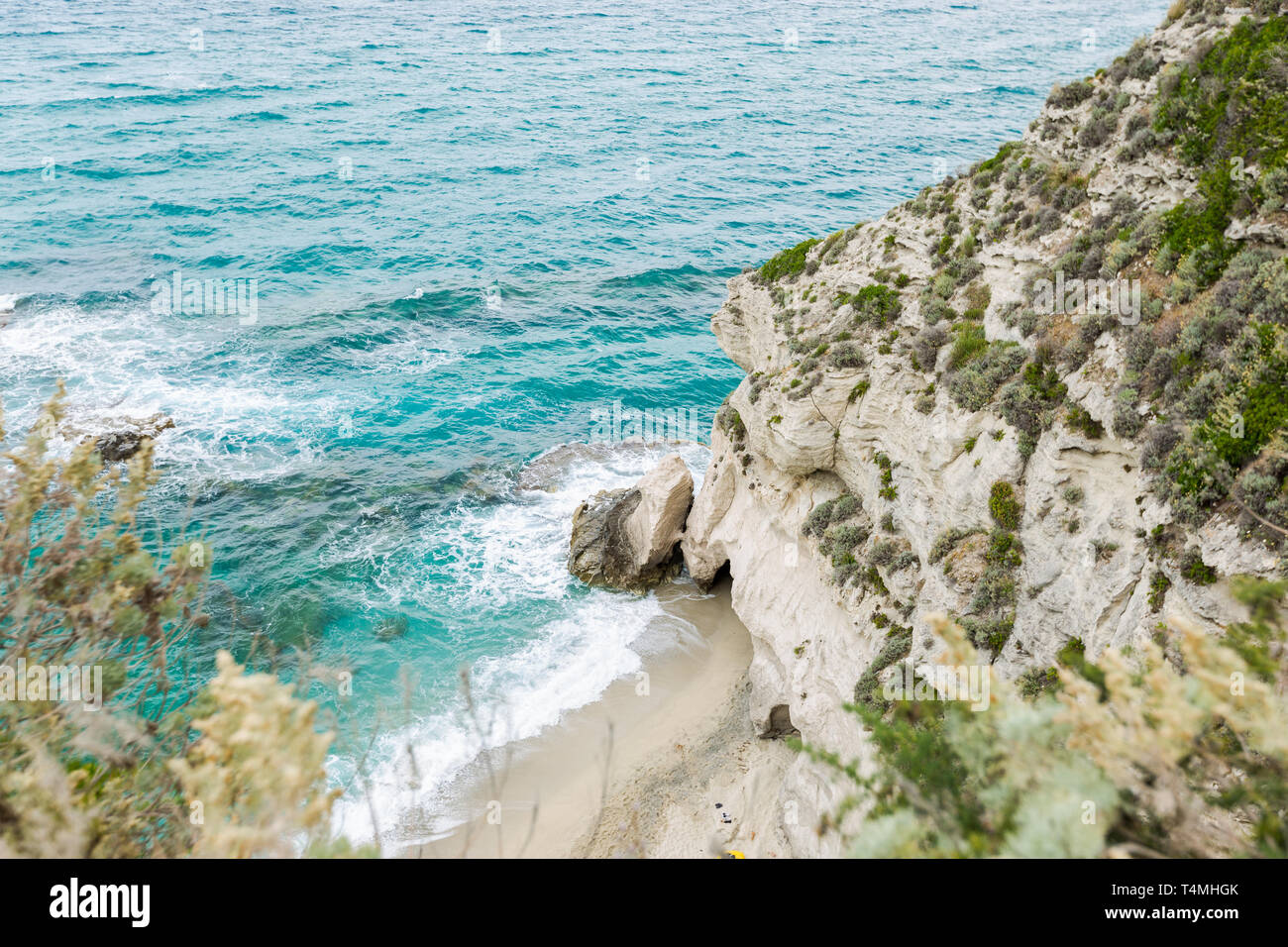 Mediterranean seascape, blue sea, rocks on the coast, summer day ...