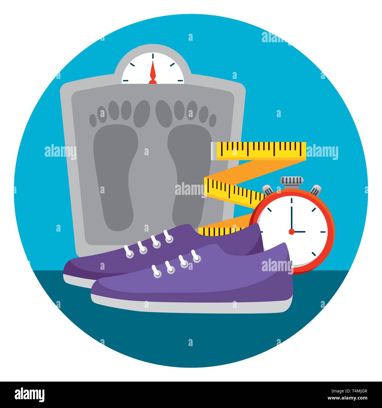 weighing machine with measuring tape and shoes Stock Vector Image & Art ...